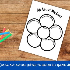 All About My Dad Printable, Father's Day Printable, Father's Day Memory ...