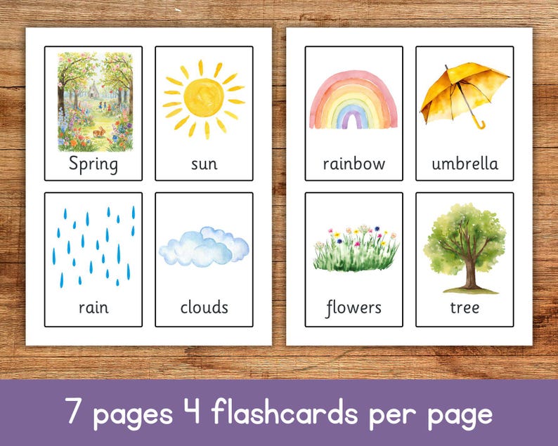 Spring Flash Cards, Easter Flashcards, Educational Printable, Toddler ...
