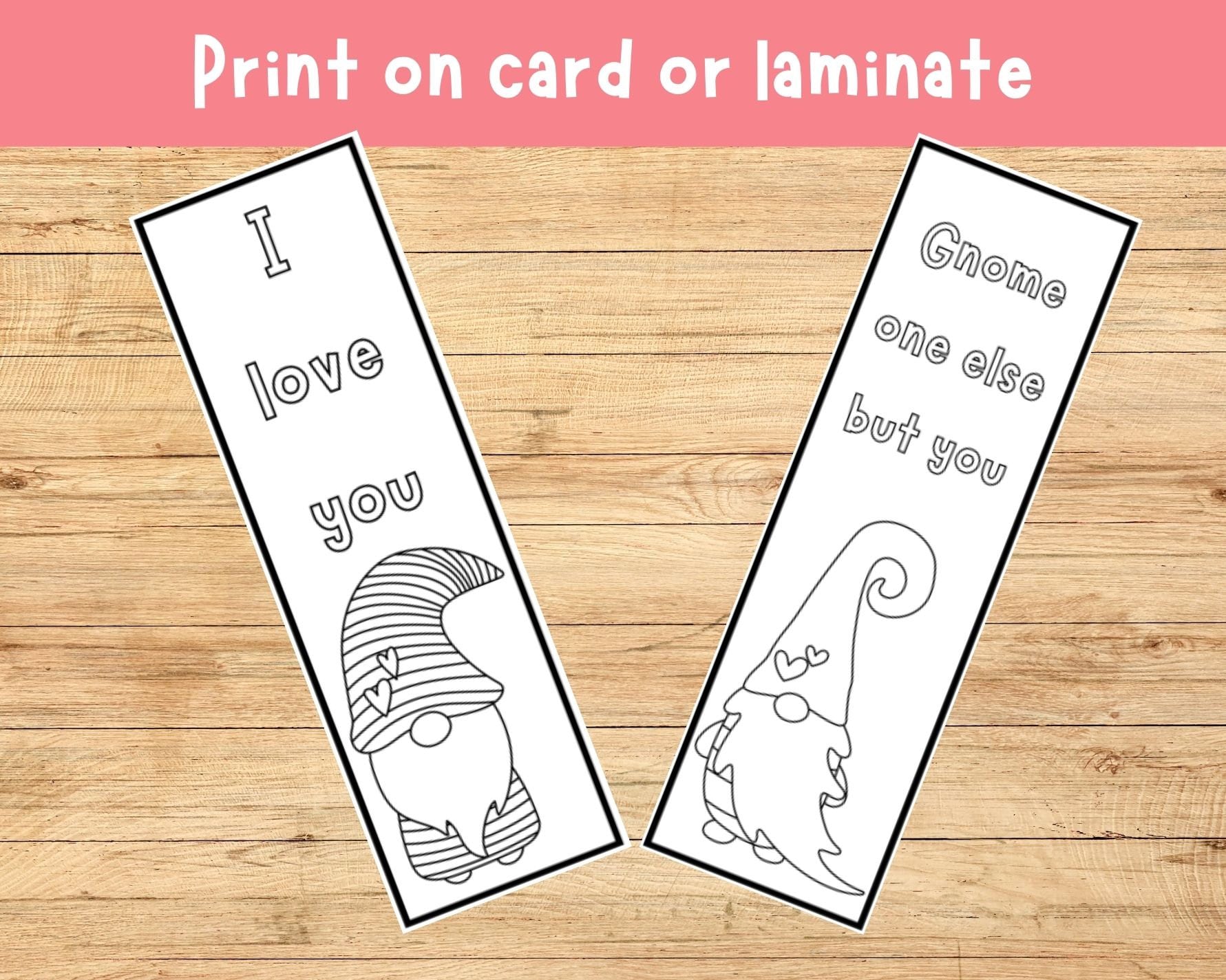 Printable Valentine's Gnome Coloring Bookmarks, Color Your Own ...