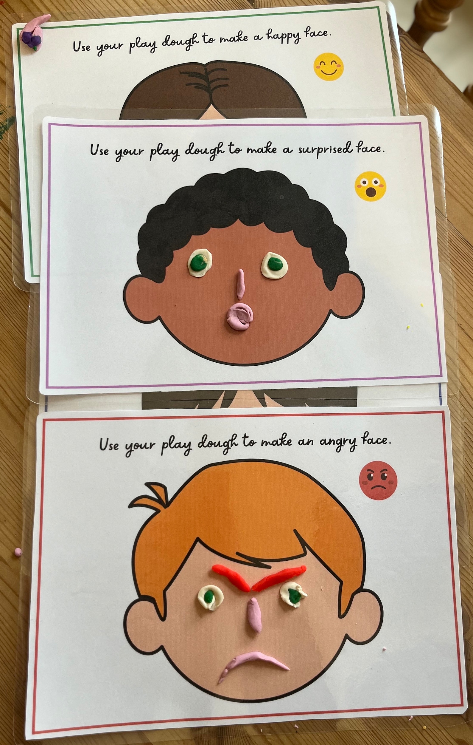 Play Dough Mat Faces for Emotions and Feelings, Playdough Activity ...