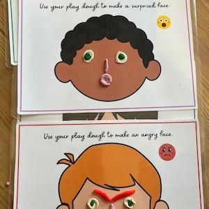 Play Dough Mat Faces for Emotions and Feelings, Playdough Activity ...