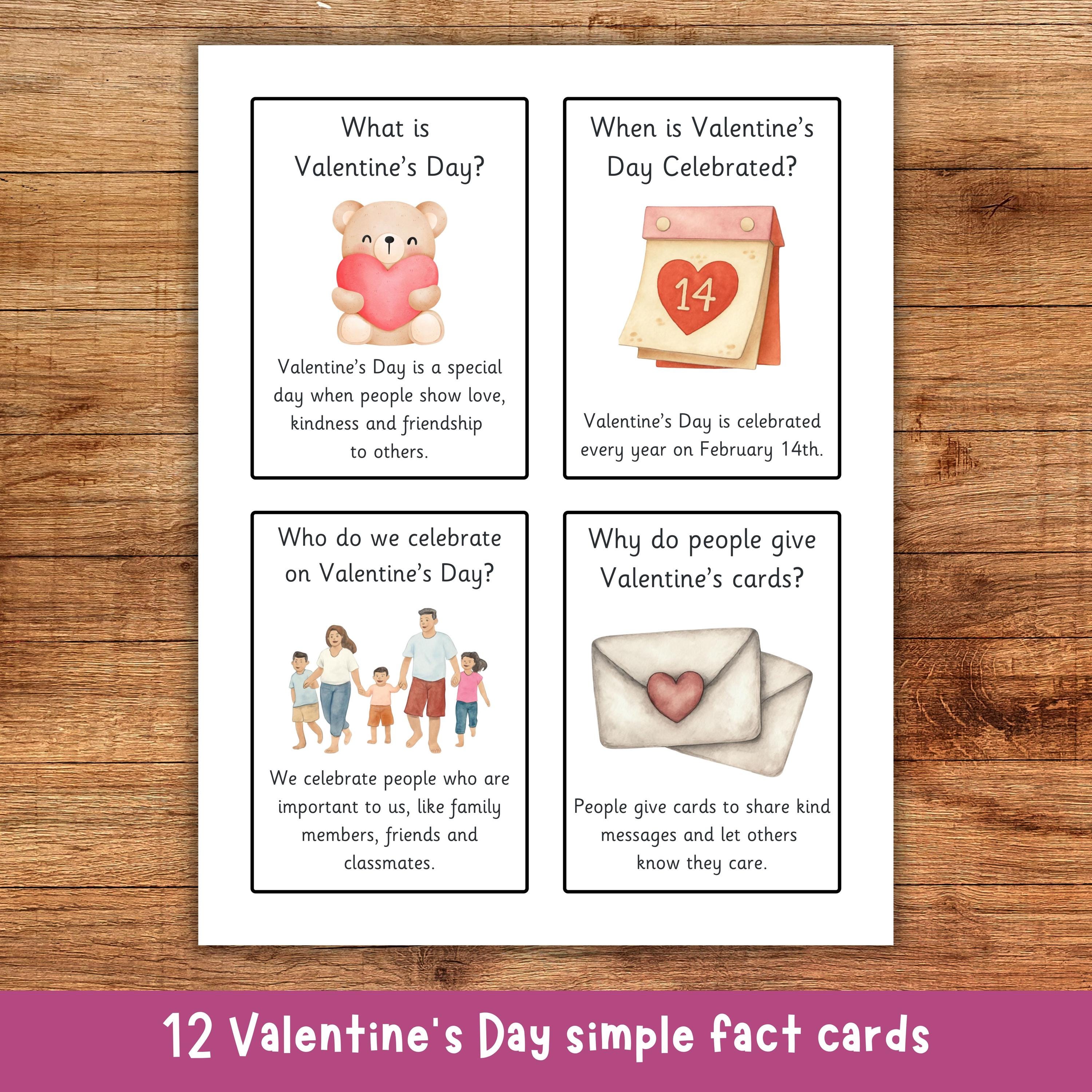 Valentine's Day Fact Cards Printable | Preschool, Pre-k & Kindergarten ...