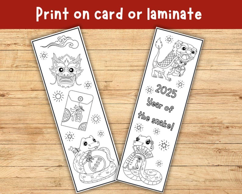 Marcadores para colorear del Año Nuevo chino 2025, colorea tus propios ...