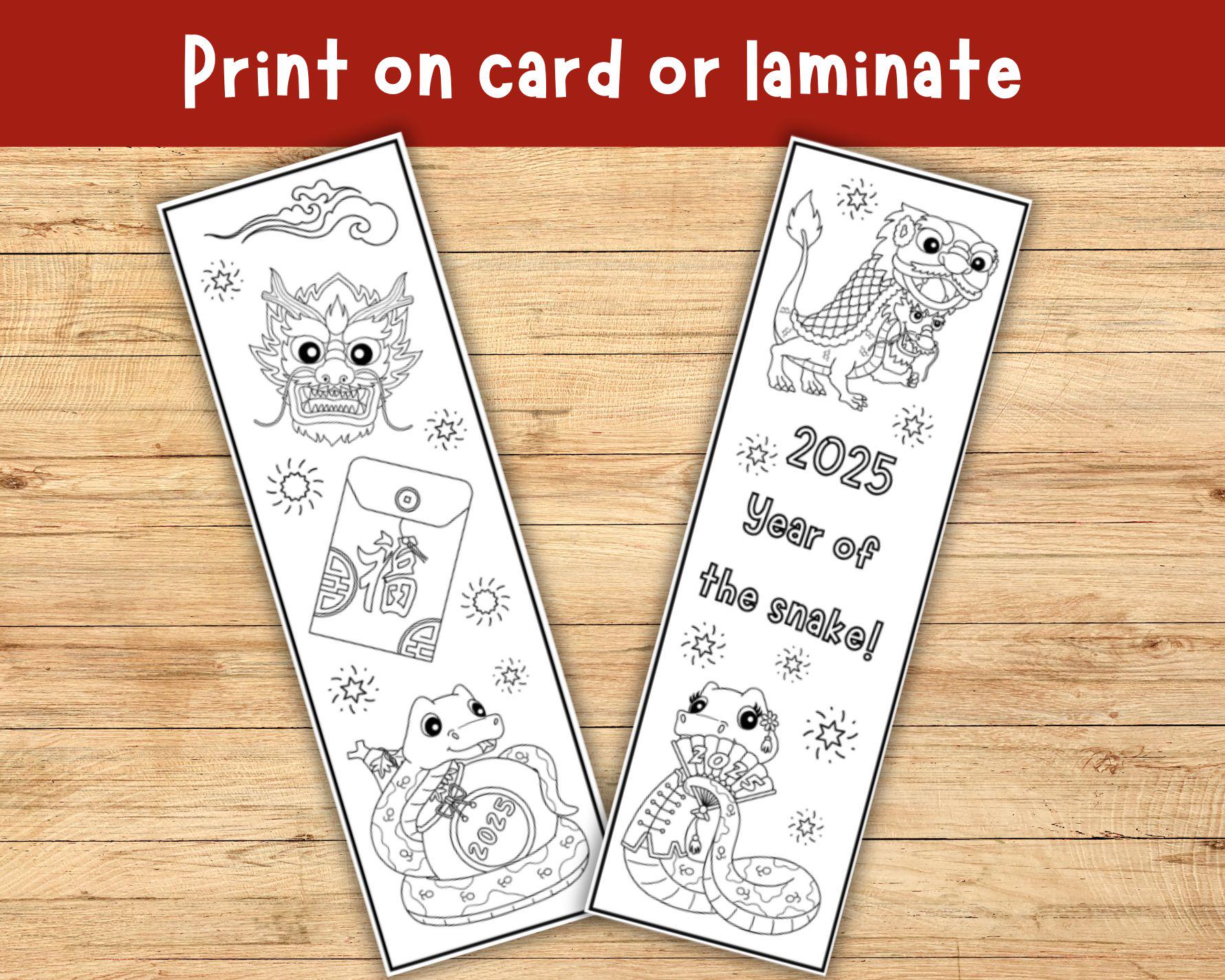 Chinese New Year 2025 Coloring Bookmarks, Color Your Own Bookmarks ...