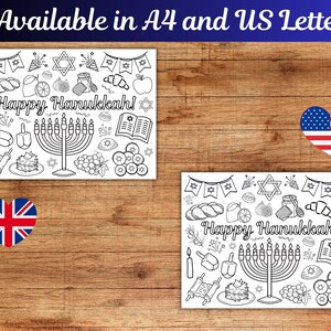 Hanukkah Coloring Page, Hanukkah Coloring Placemat, Jewish Coloring ...