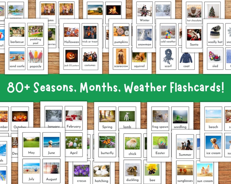 Seasons Flash Cards, Weather Flashcards, Months of the Year ...