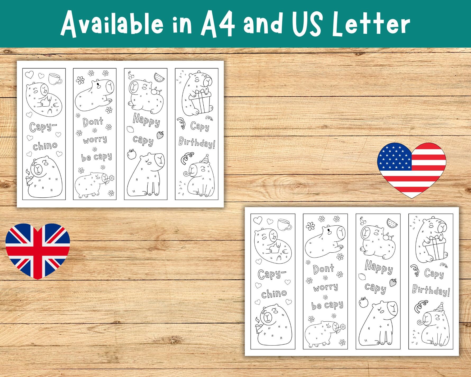 Printable Capybara Coloring Bookmarks, Color Your Own Bookmarks ...