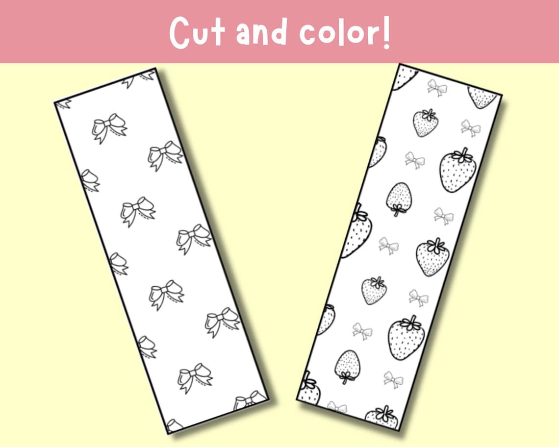 Cute Bow Coloring Bookmarks, Color Your Own Bookmarks, Coquette ...