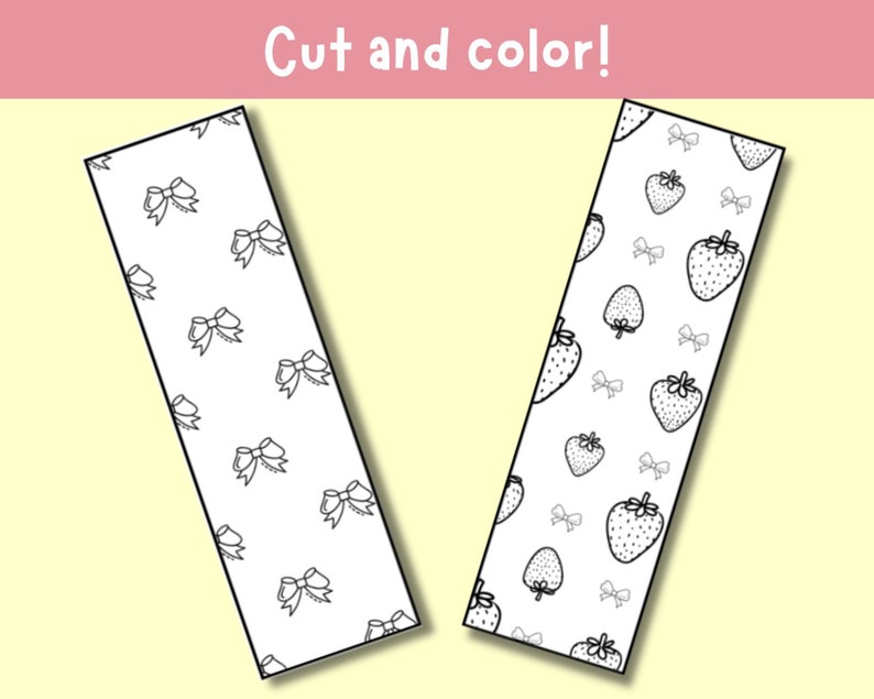 Cute Bow Coloring Bookmarks, Color Your Own Bookmarks, Coquette ...