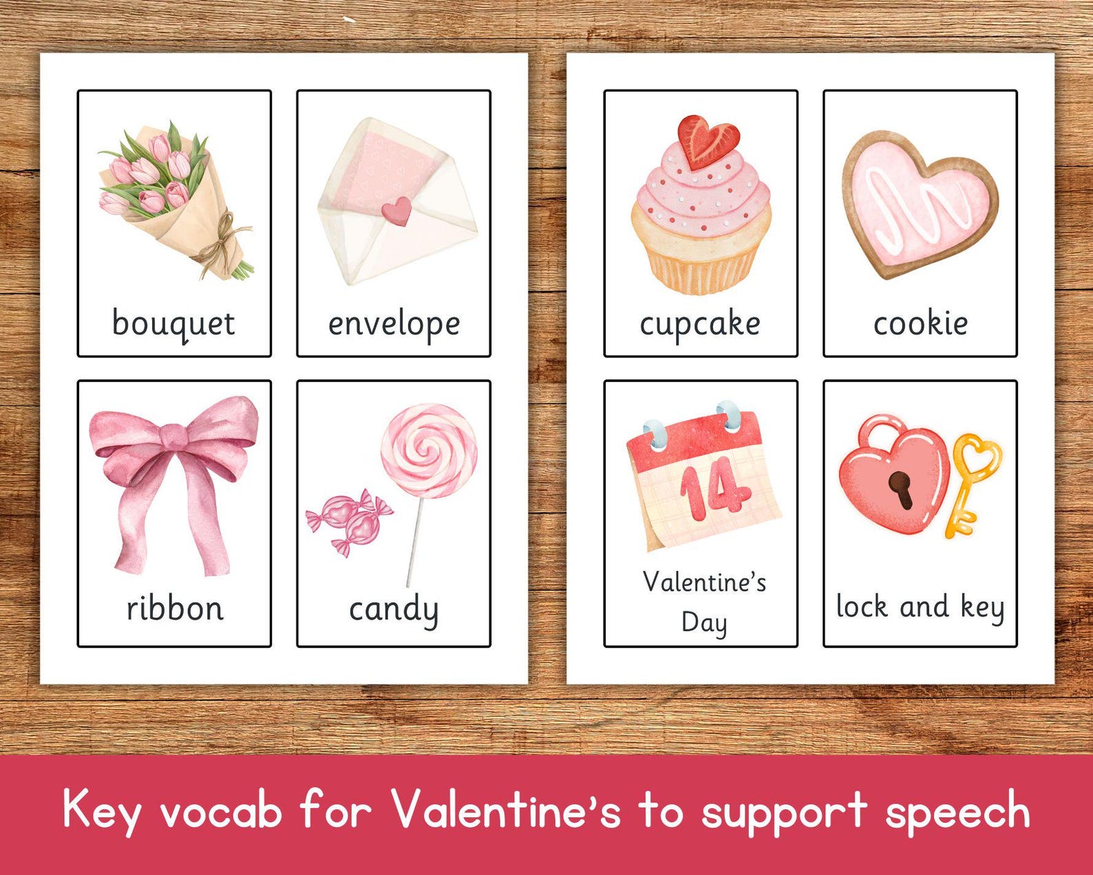 Valentine's Day Flash Cards, Flashcards, Educational Printable, Toddler ...