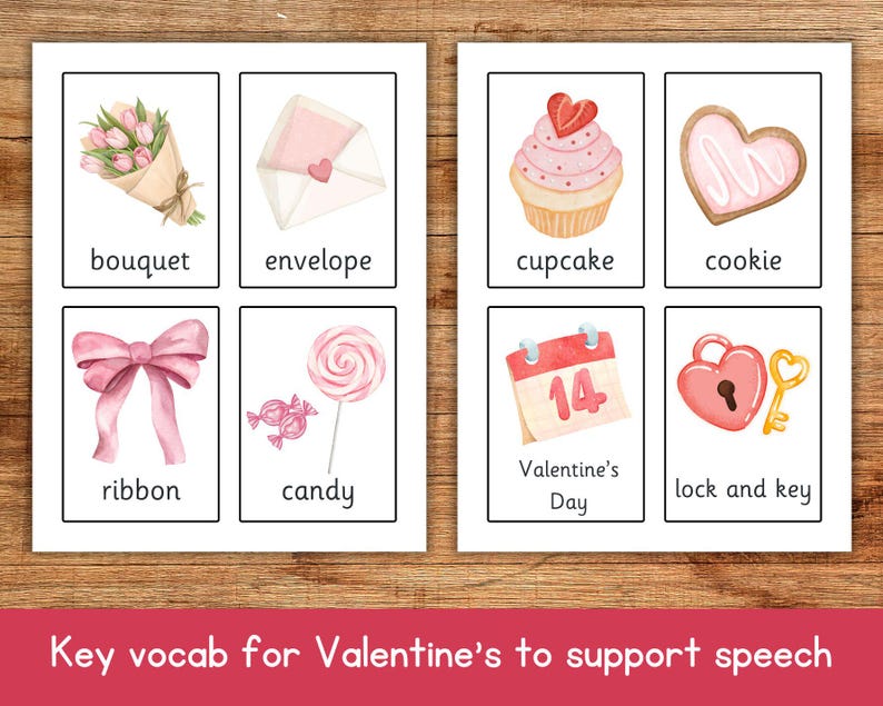 Valentine's Day Flash Cards, Flashcards, Educational Printable, Toddler ...