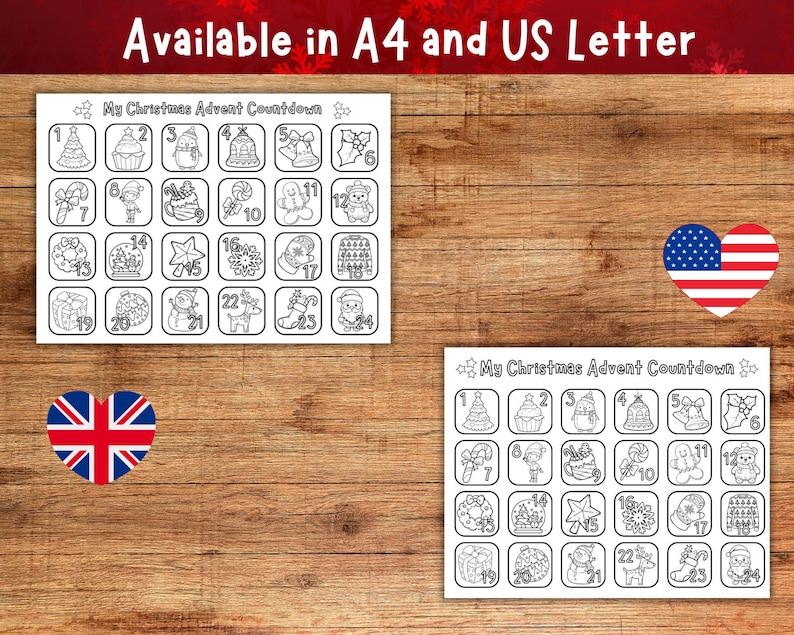 Advent Calendar Coloring Page , Christmas Countdown Coloring, Printable ...