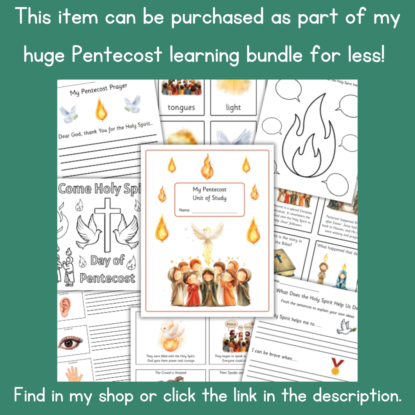Pentecost Coloring Page, Pentecost Placemat, Christian Coloring Page ...