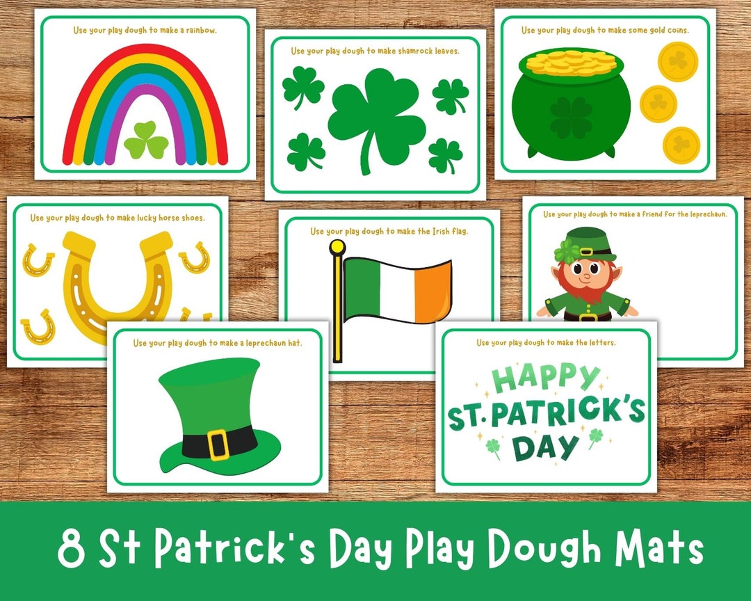 St Patrick's Day Play Dough Mats, Playdough Activity, Kids and Toddler ...