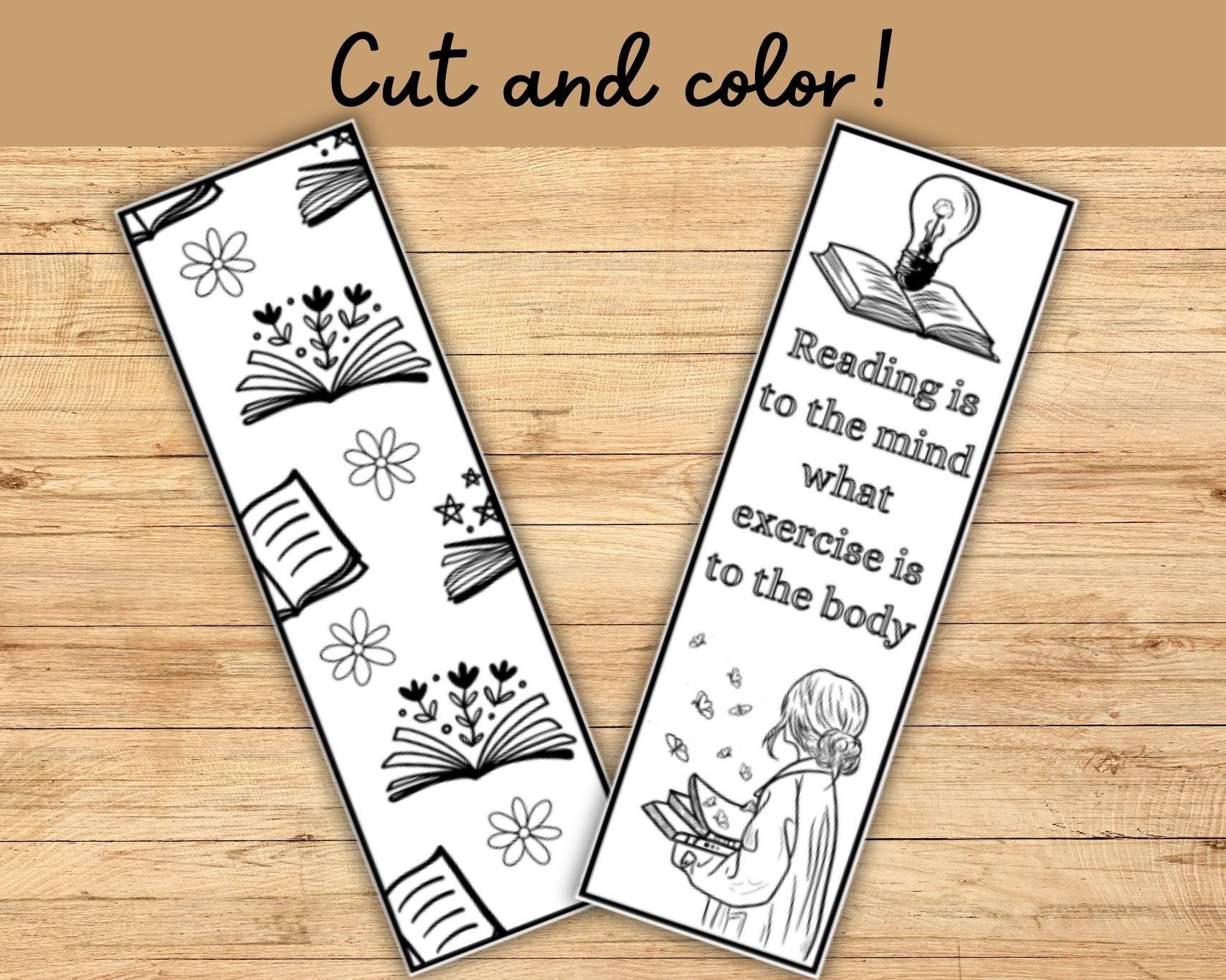 Printable Book Themed Coloring Bookmarks, Color Your Own Reading ...
