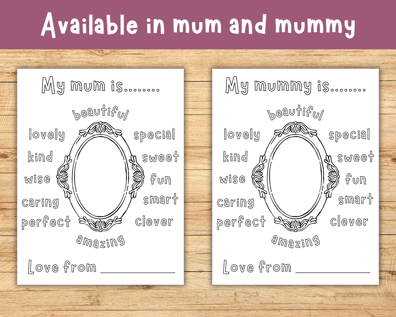 Mother's Day Coloring in Portrait Sheet, Mother's Day Craft, Mother's ...