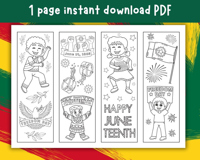 Printable Juneteenth Coloring Bookmarks, Color Your Own Bookmarks ...