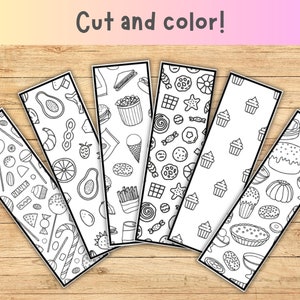 Printable Coloring Bookmarks Food Candy Sweet Treat Themed, Color Your ...