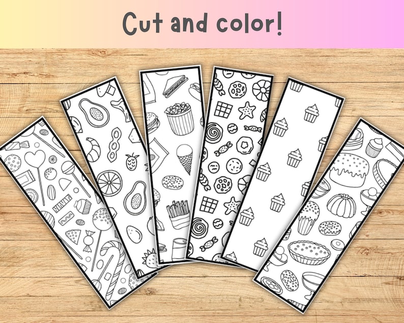 Printable Coloring Bookmarks Food Candy Sweet Treat Themed, Color Your ...
