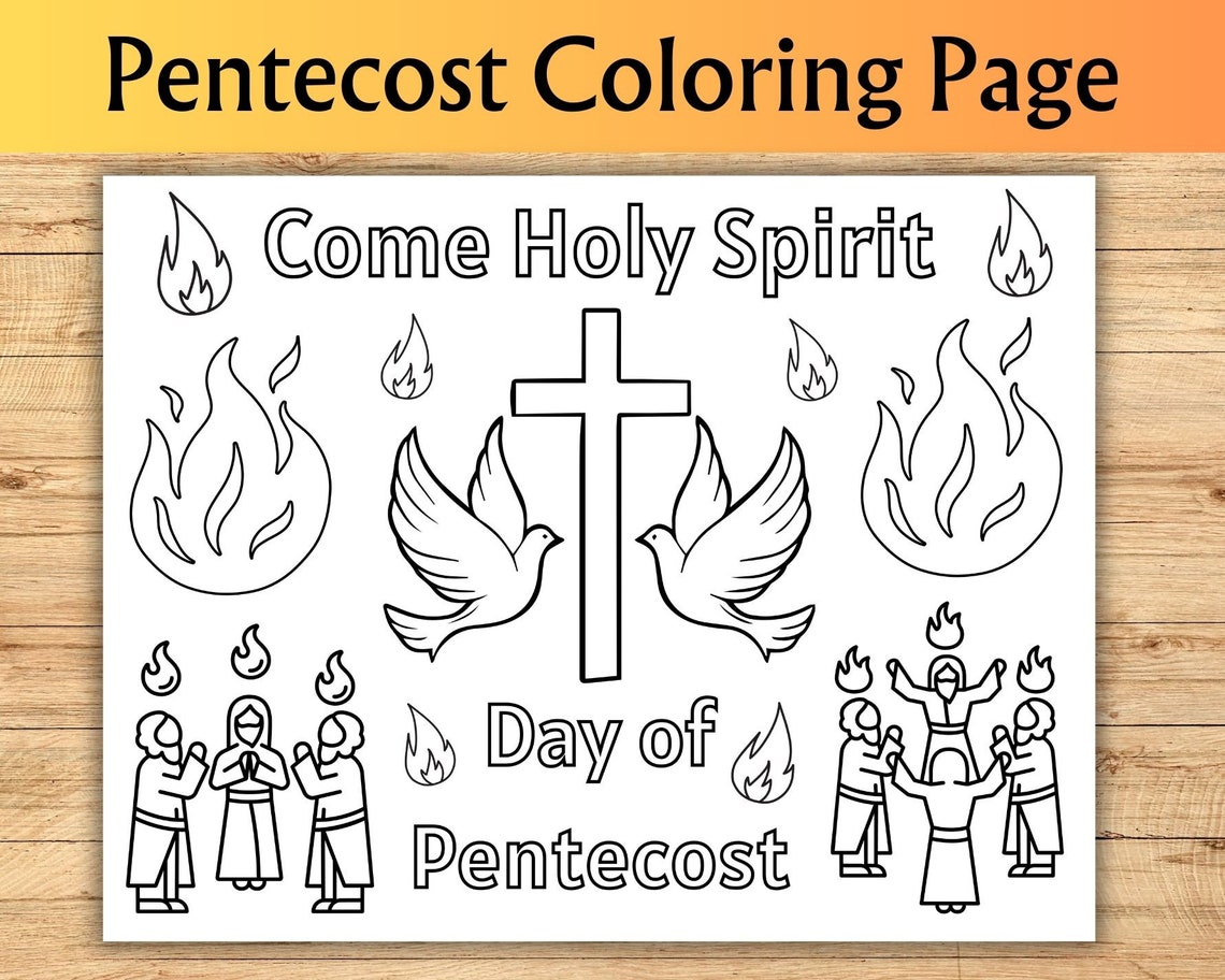 Pentecost Coloring Page, Pentecost Placemat, Christian Coloring Page ...