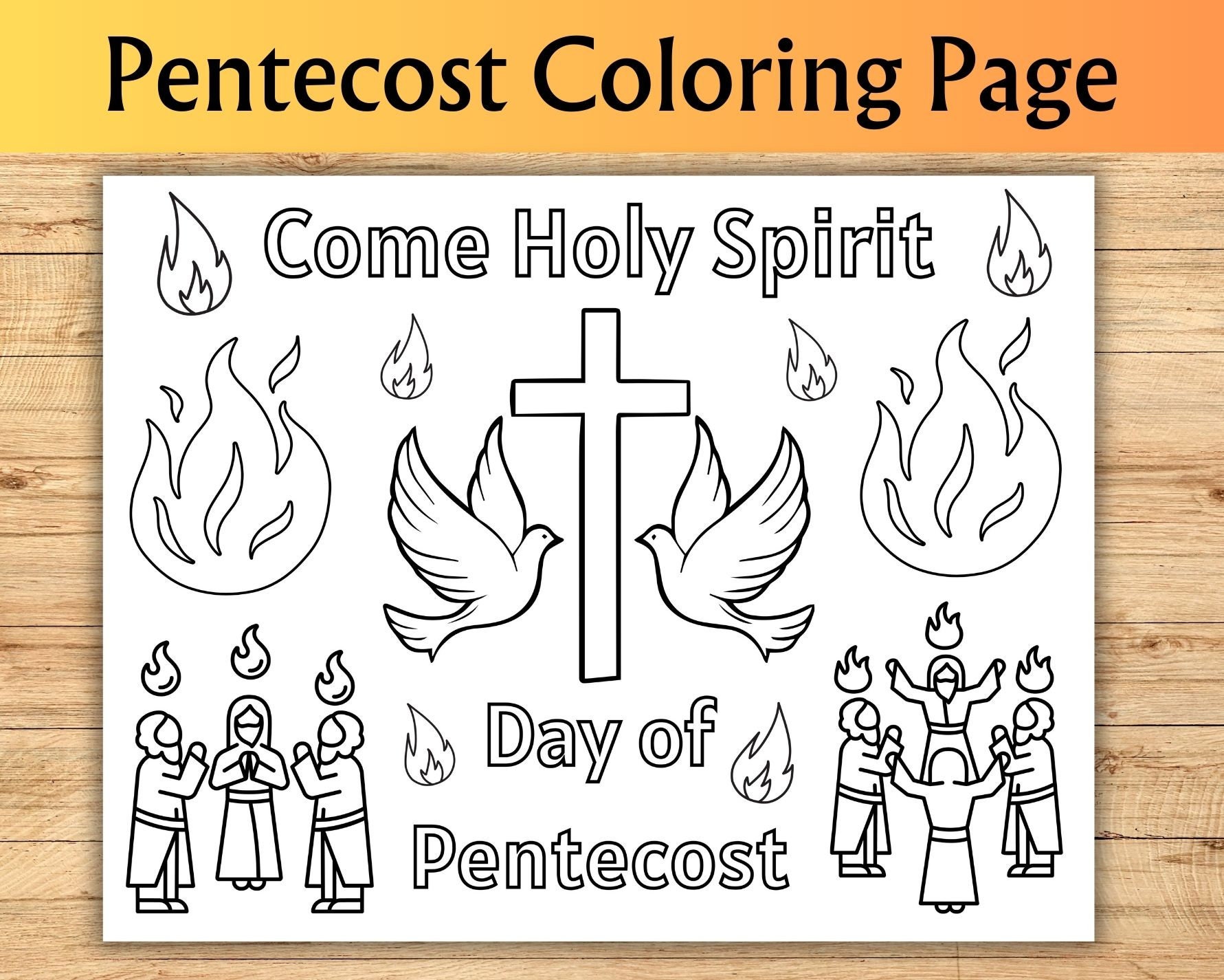 Pentecost Coloring Page, Pentecost Placemat, Christian Coloring Page ...