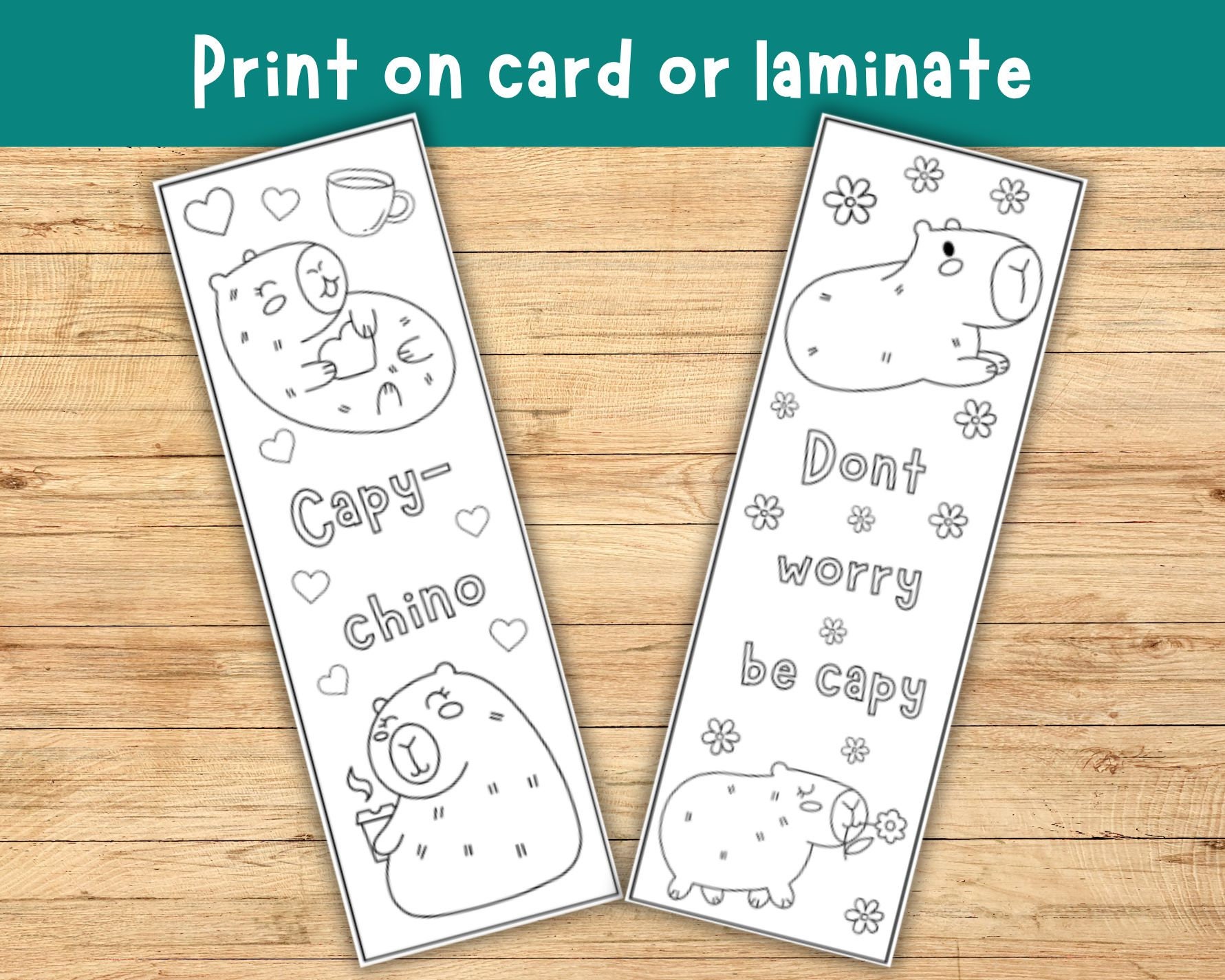 Printable Capybara Coloring Bookmarks, Color Your Own Bookmarks ...