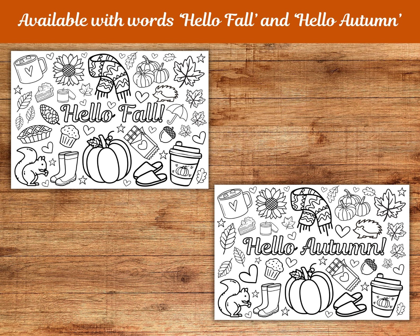 Fall/autumn Coloring Page, Fall Coloring Placemat, Cozy Vibes Coloring ...