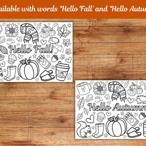 Fall/autumn Coloring Page, Fall Coloring Placemat, Cozy Vibes Coloring ...