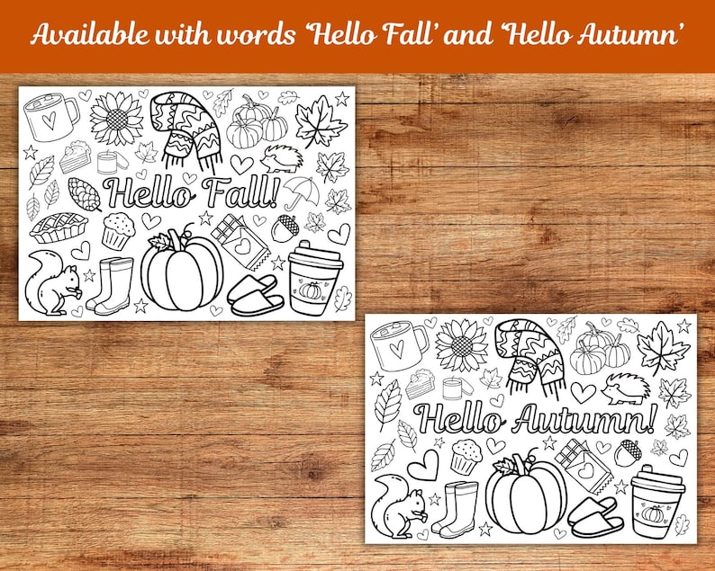 Fall/autumn Coloring Page, Fall Coloring Placemat, Cozy Vibes Coloring ...