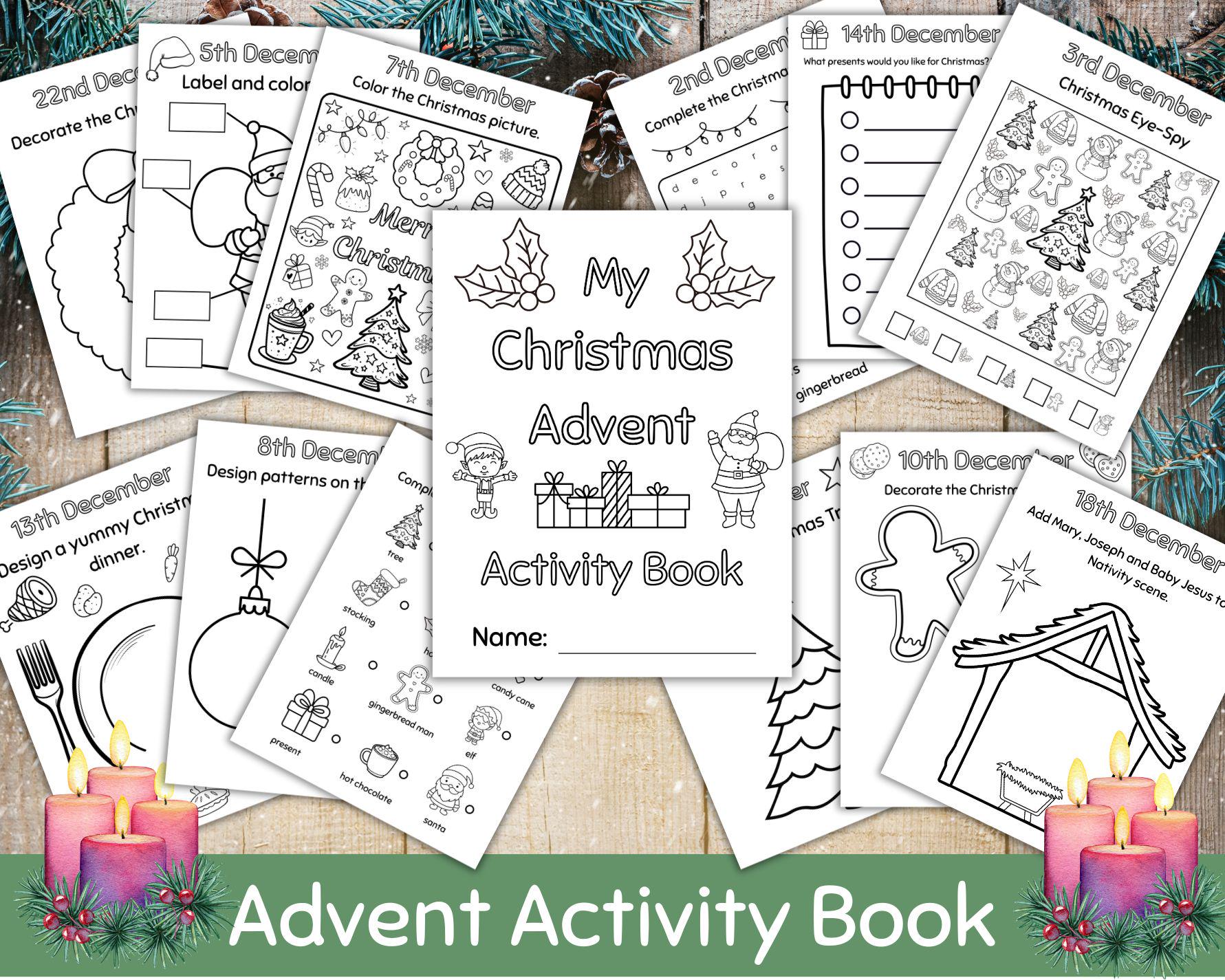 Advent Activity Book, Christmas Advent Activity Book, 25 Pages ...