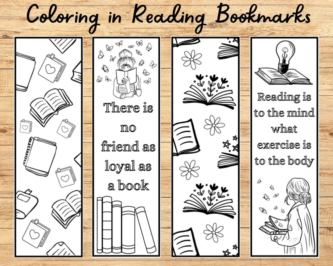 Printable Book Themed Coloring Bookmarks, Color Your Own Reading ...