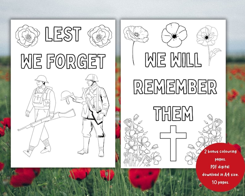 Remembrance Day Craft and Colouring Activity Pages, Kids Printable ...