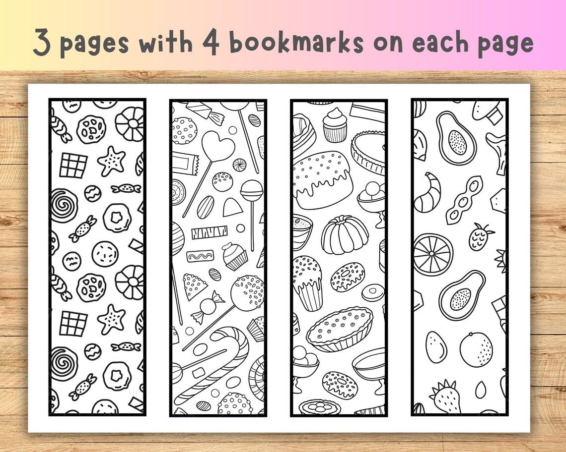 Printable Coloring Bookmarks Food Candy Sweet Treat Themed, Color Your ...