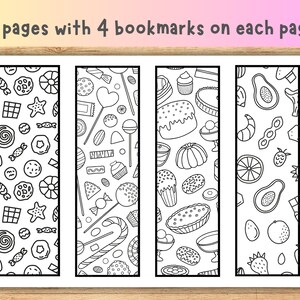 Printable Coloring Bookmarks Food Candy Sweet Treat Themed, Color Your ...