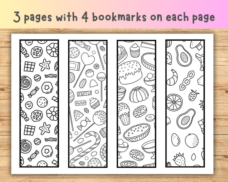 Printable Coloring Bookmarks Food Candy Sweet Treat Themed, Color Your ...