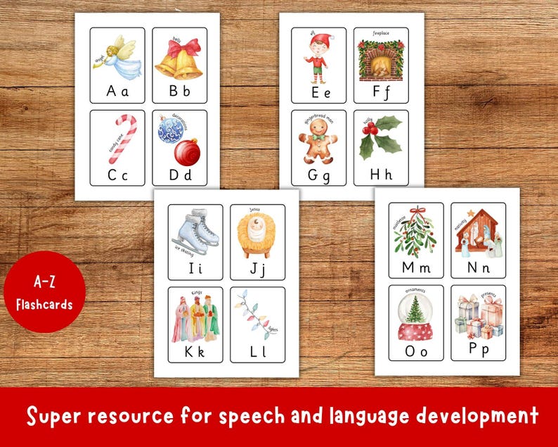 Christmas Flash Cards, Winter Flashcards, Christmas Educational ...