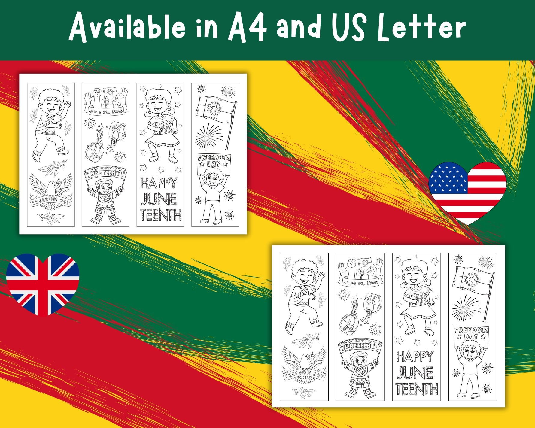 Printable Juneteenth Coloring Bookmarks, Color Your Own Bookmarks ...
