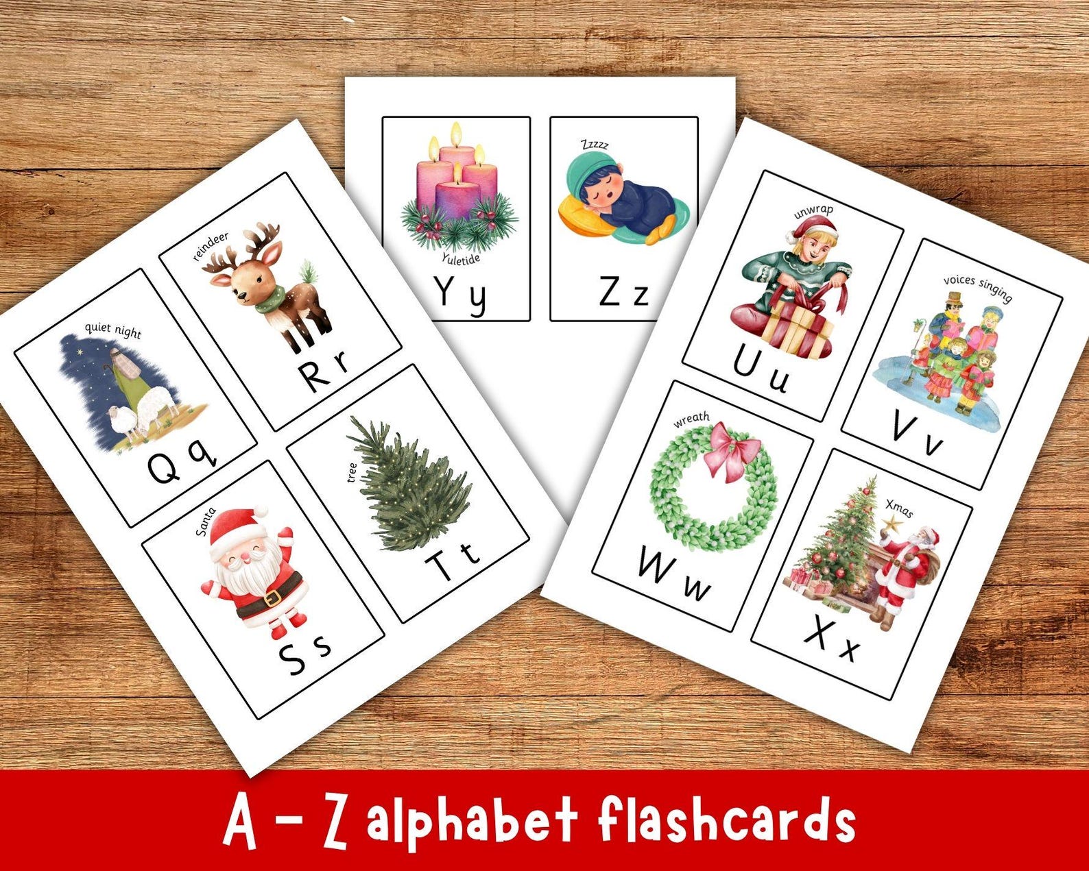 Christmas Flash Cards, Winter Flashcards, Christmas Educational ...