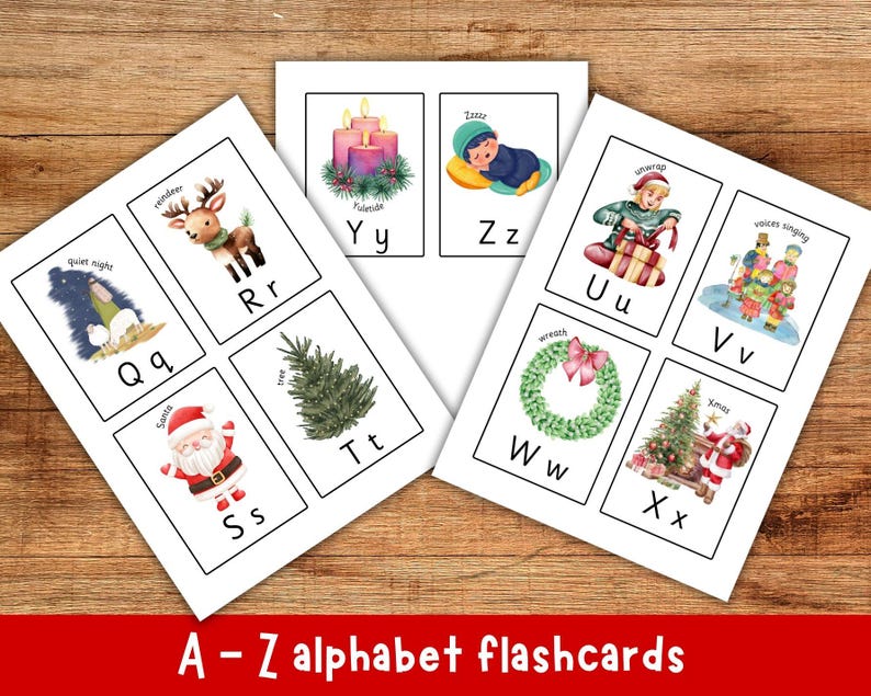 Christmas Flash Cards, Winter Flashcards, Christmas Educational ...