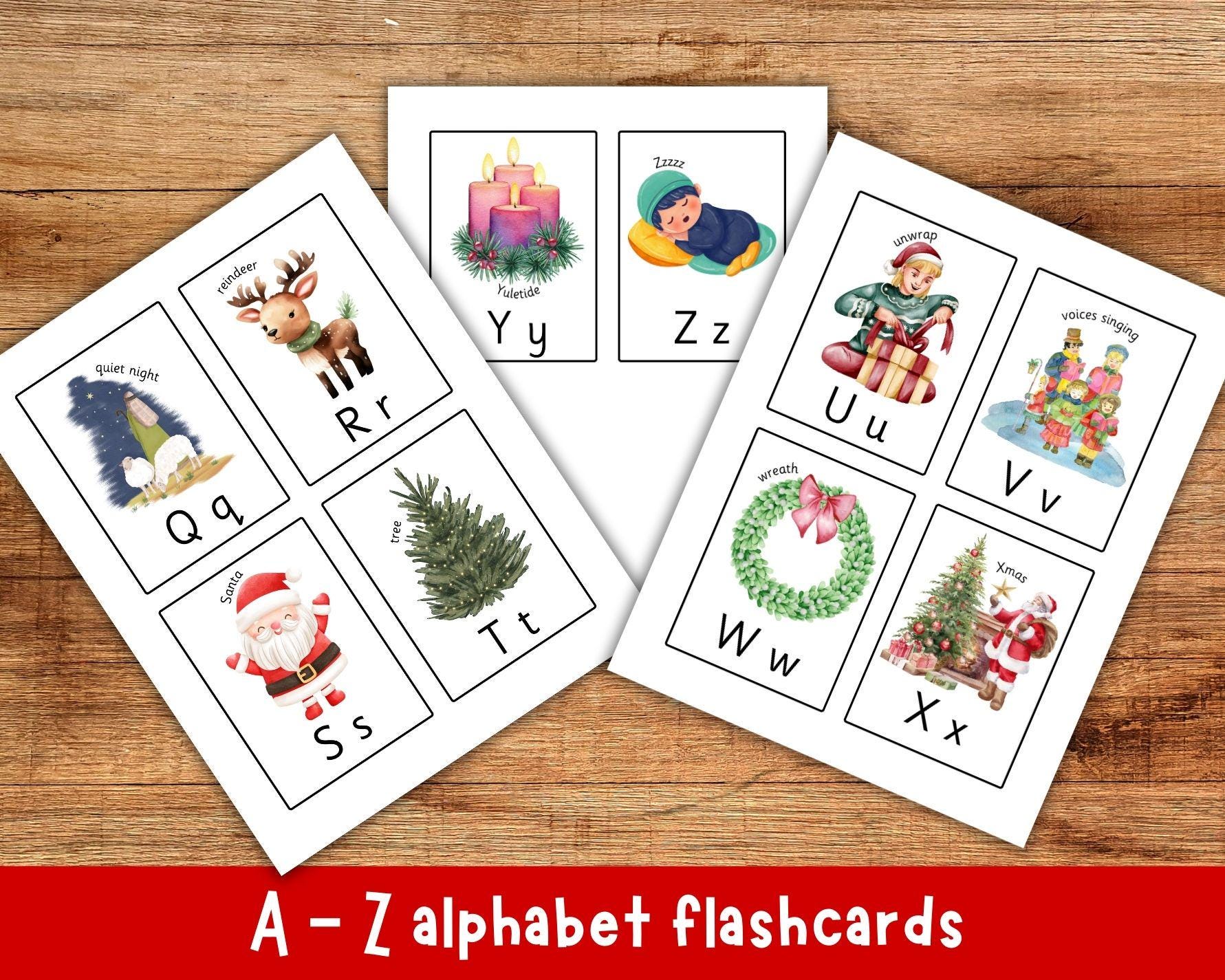 Christmas Flash Cards, Winter Flashcards, Christmas Educational ...