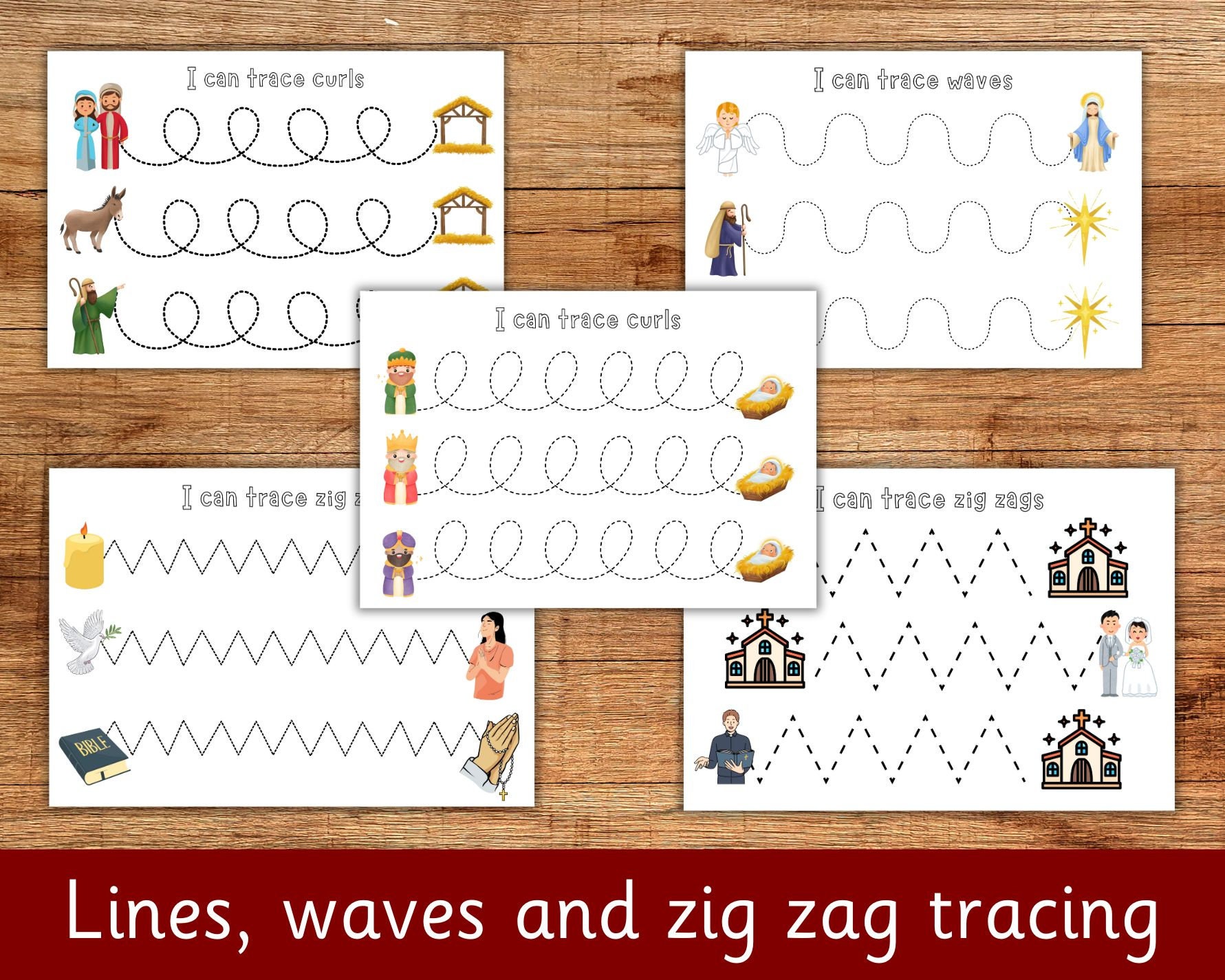 Bible Tracing Worksheets Bundle, Sunday School Educational Activity ...