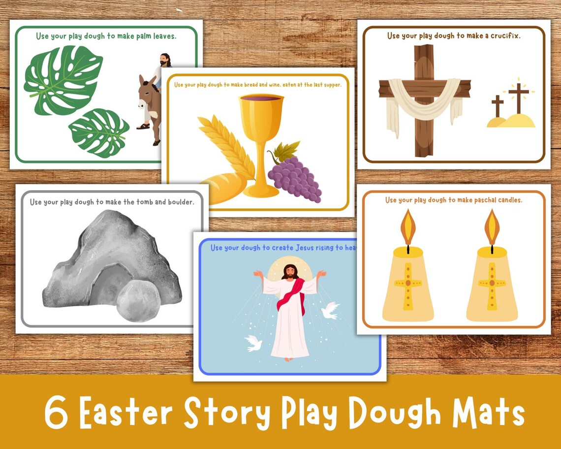 Easter Story Play Dough Mat , Christian Playdough Activity, Kids and ...