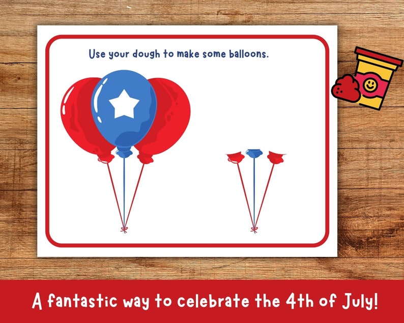 July 4th Play Dough Mats, Independence Day Playdough Activity, Kids and ...