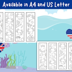 Printable Axolotl Coloring Bookmarks, Color Your Own Bookmarks ...