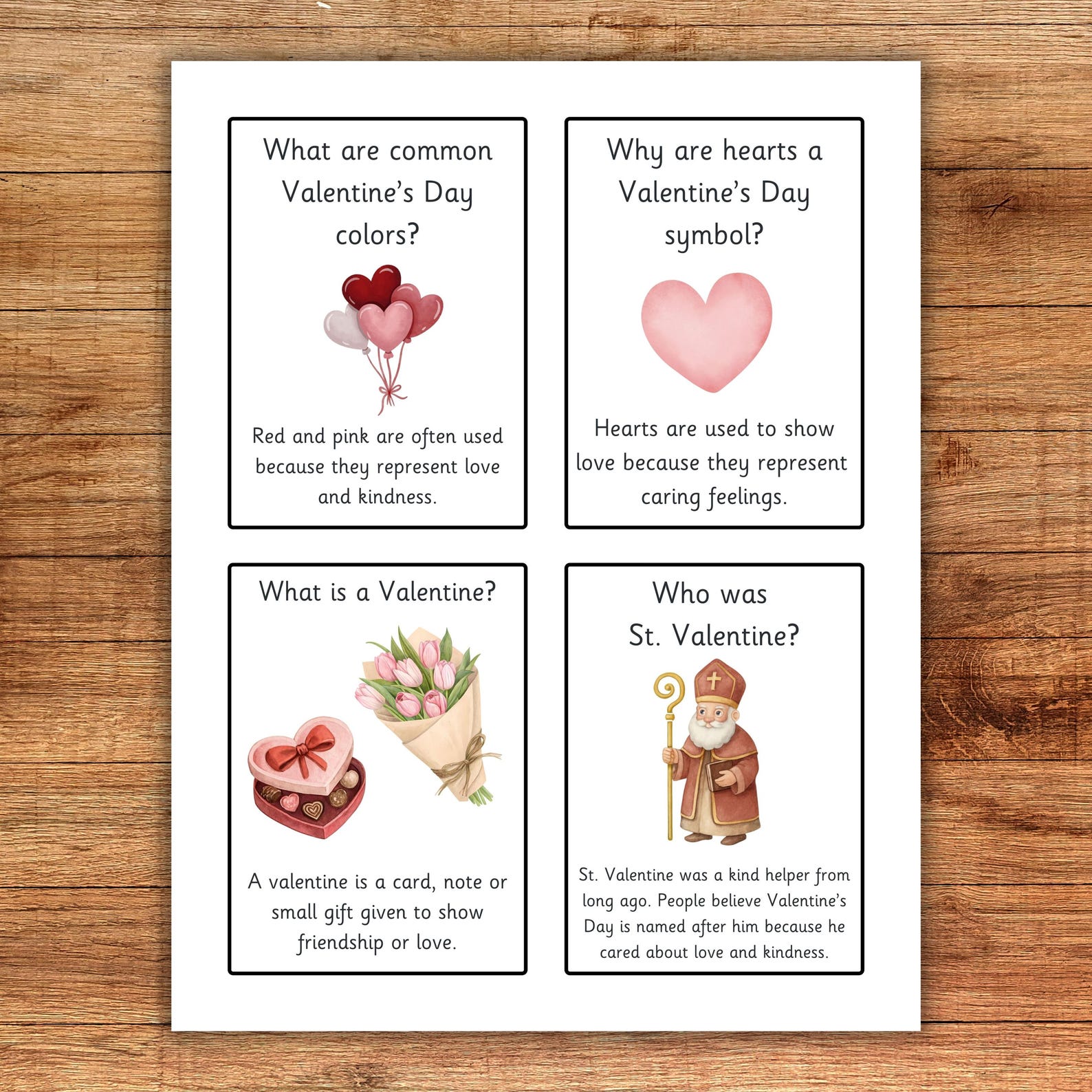 Valentine's Day Fact Cards Printable | Preschool, Pre-k & Kindergarten ...