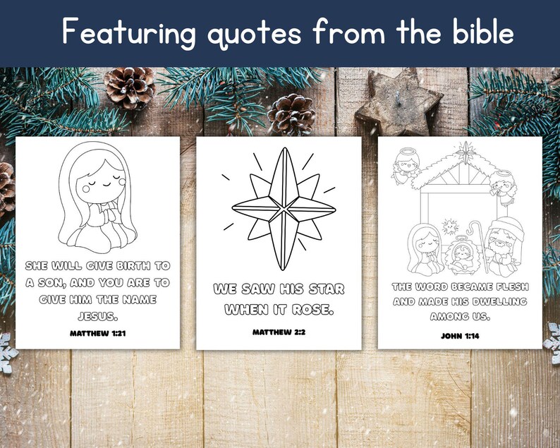 Christmas Bible Verse Coloring Pages, Preschool Bible Verses, Christmas ...