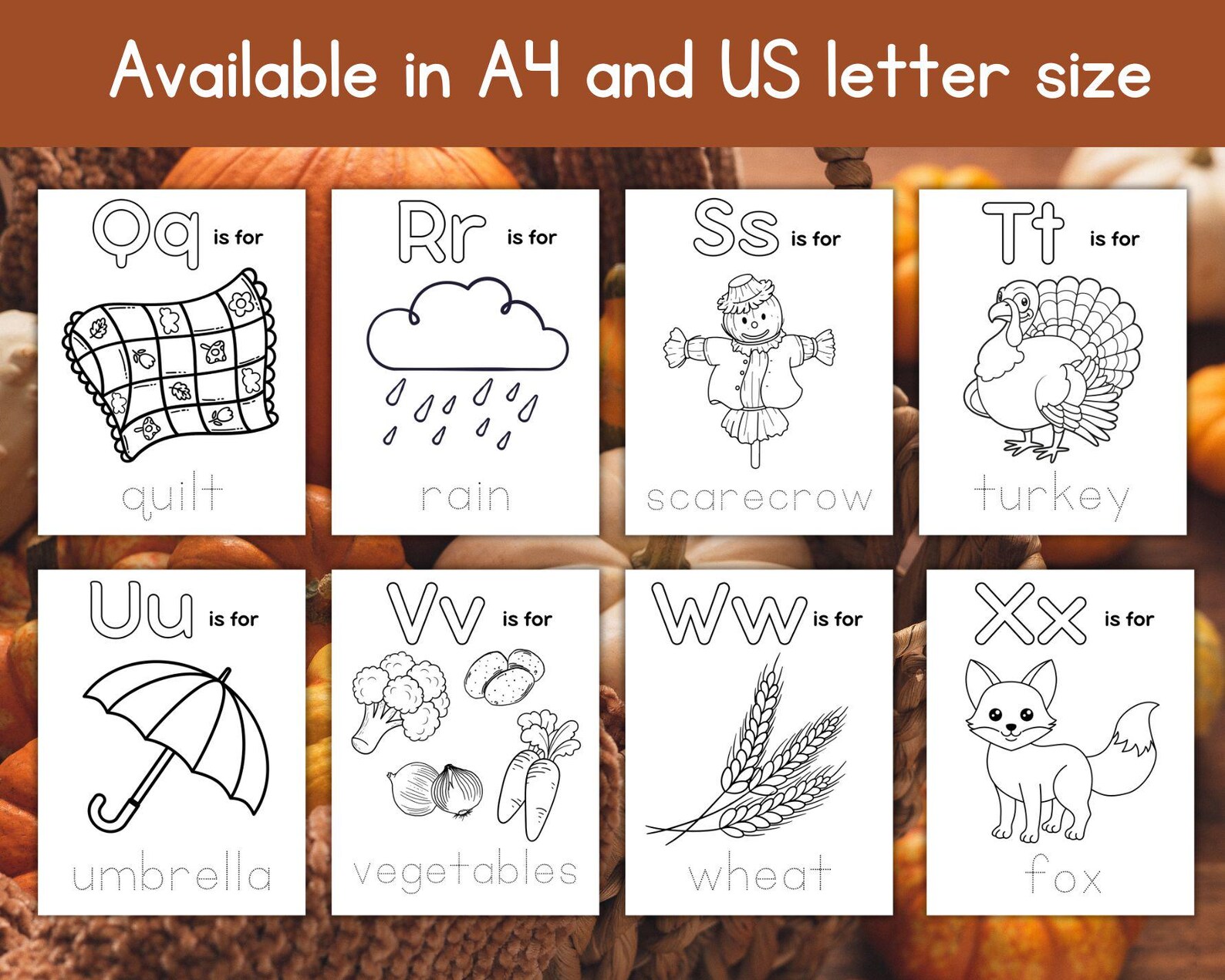 Fall Autumn A-Z Coloring Pages, Fall Activity for Kids, Fall Tracing ...