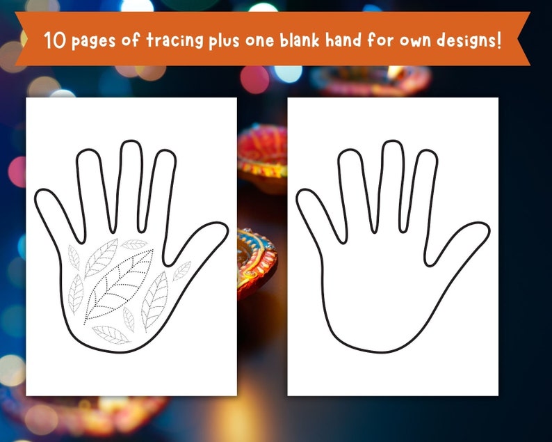 Diwali Printable Kids Tracing Mehndi Hand Pattern Activity Sheets ...