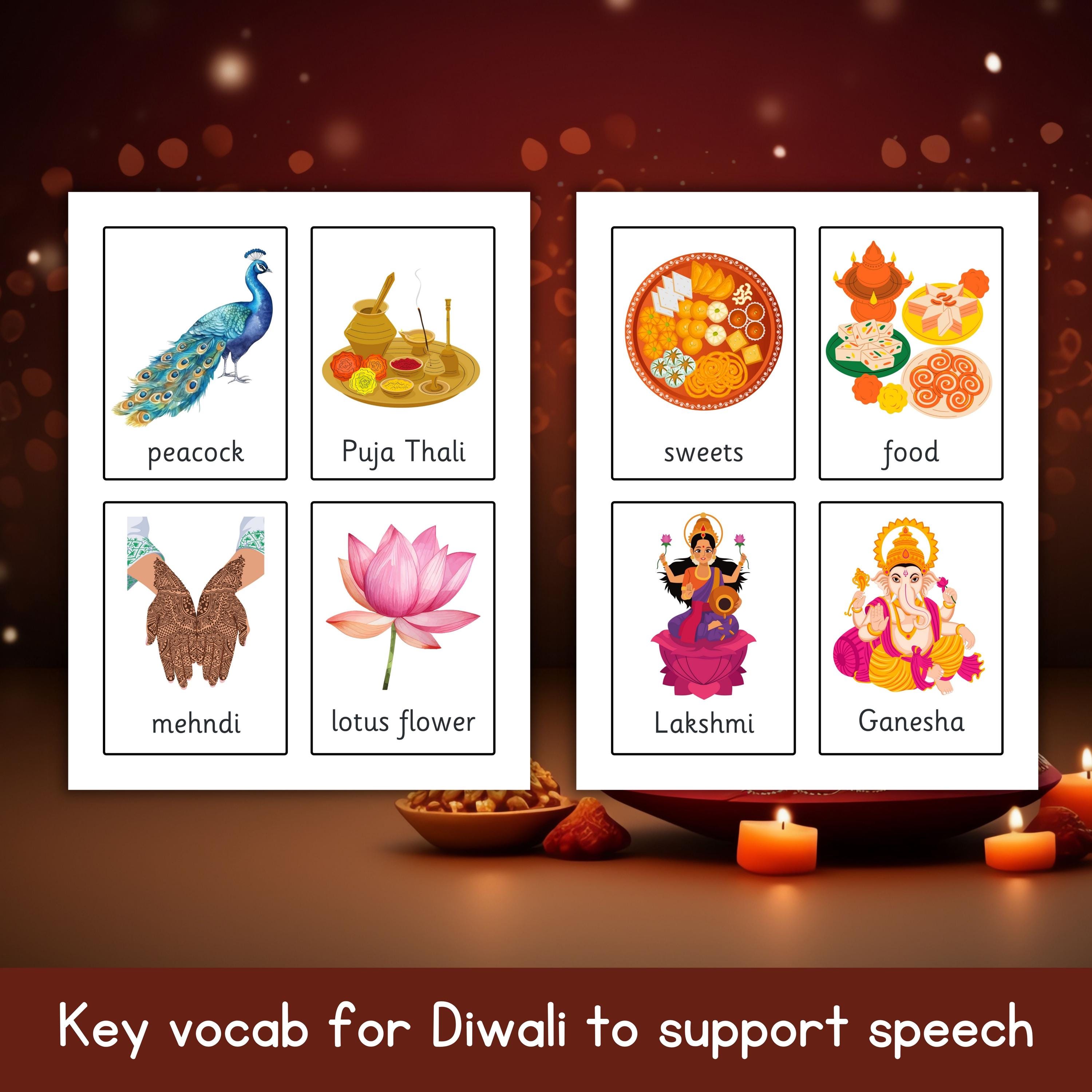 24 Diwali Flashcards, Hindu Flashcards, Educational Printable, Toddler ...
