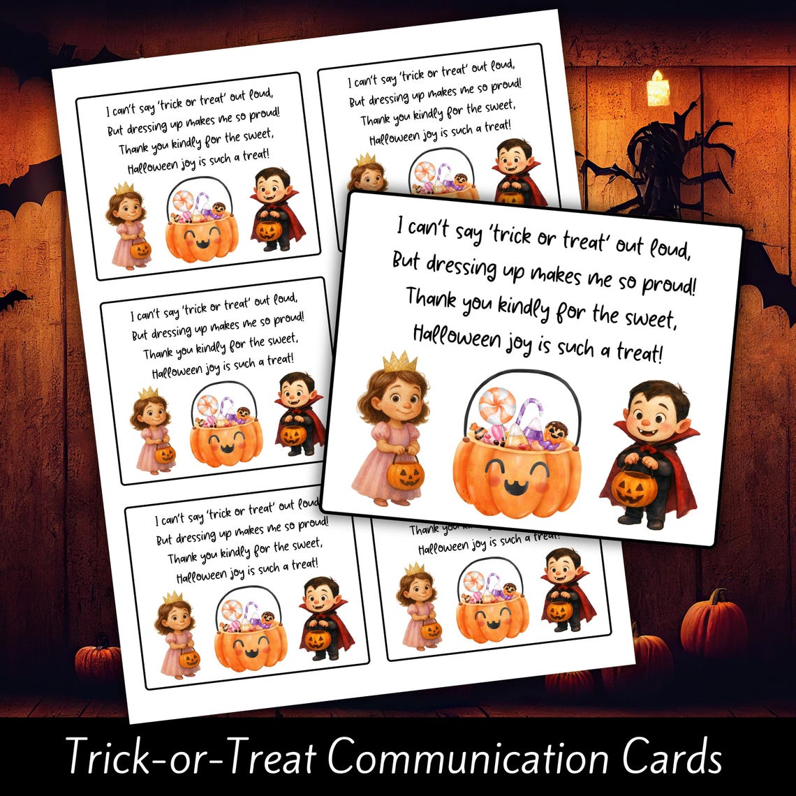 Trick or Treat Communication Cards, Halloween Communication Cards ...